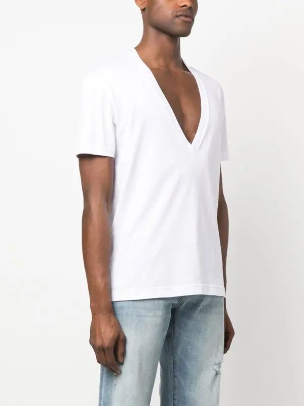 Dolce & Gabbana Plunging V-neck Cotton T-shirt