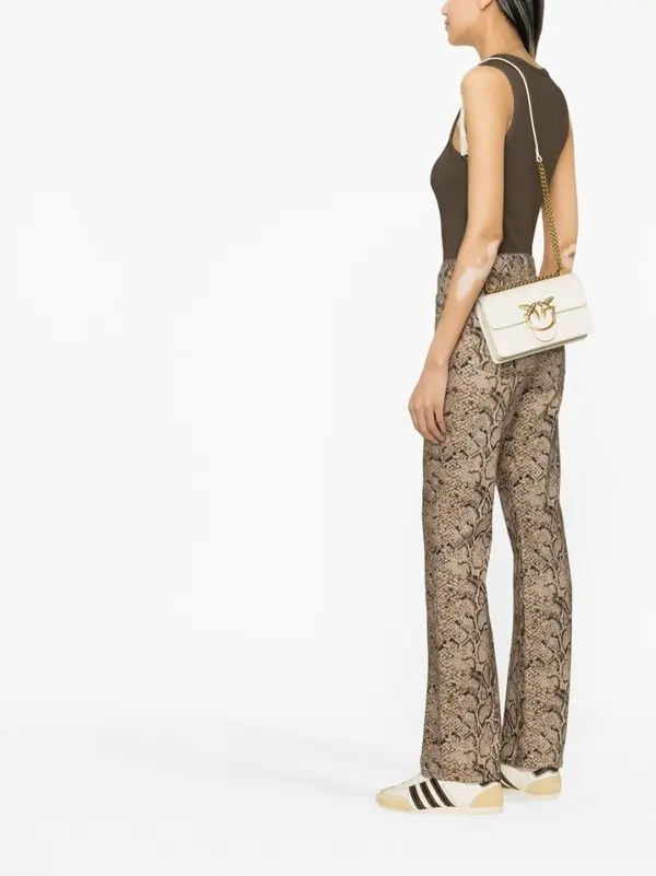 Pinko Small Leather Shoulder Bag With Gold-tone Logo Plaque
