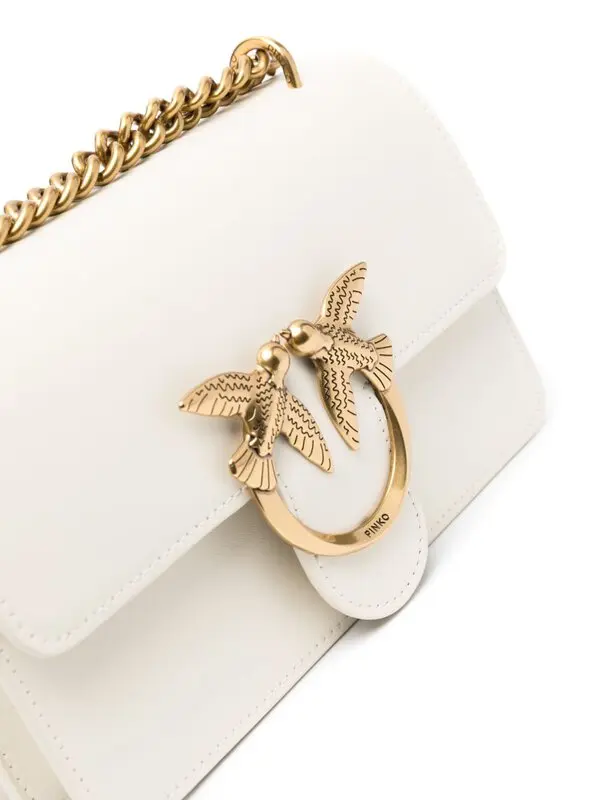Pinko Small Leather Shoulder Bag With Gold-tone Logo Plaque