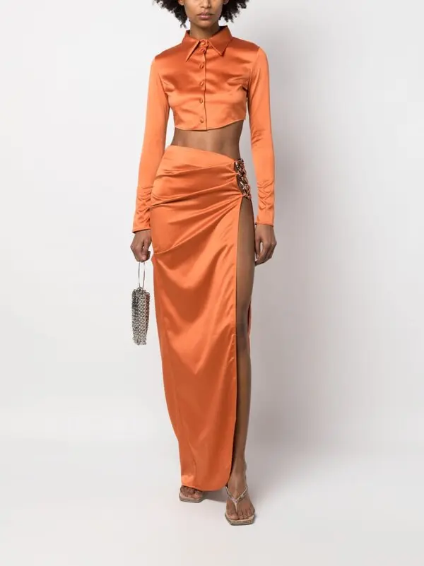 Gcds Slit-detail Satin Maxi Skirt