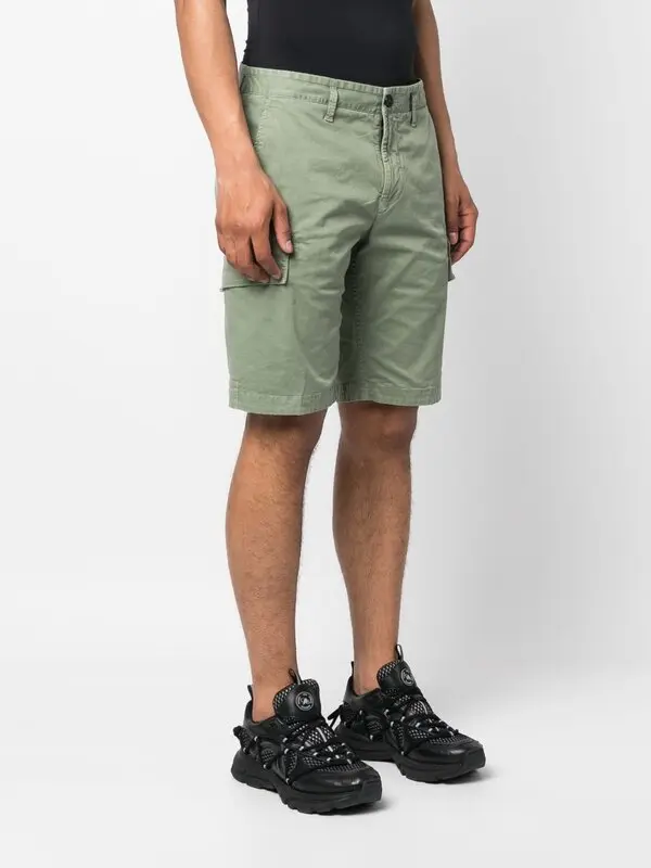 Stone Island Compass Motif Cargo Shorts - Green
