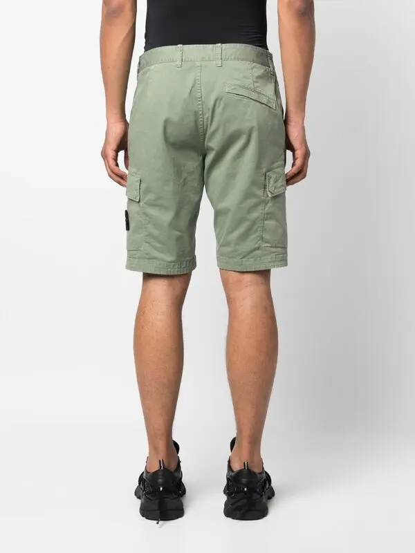 Stone Island Compass Motif Cargo Shorts - Green