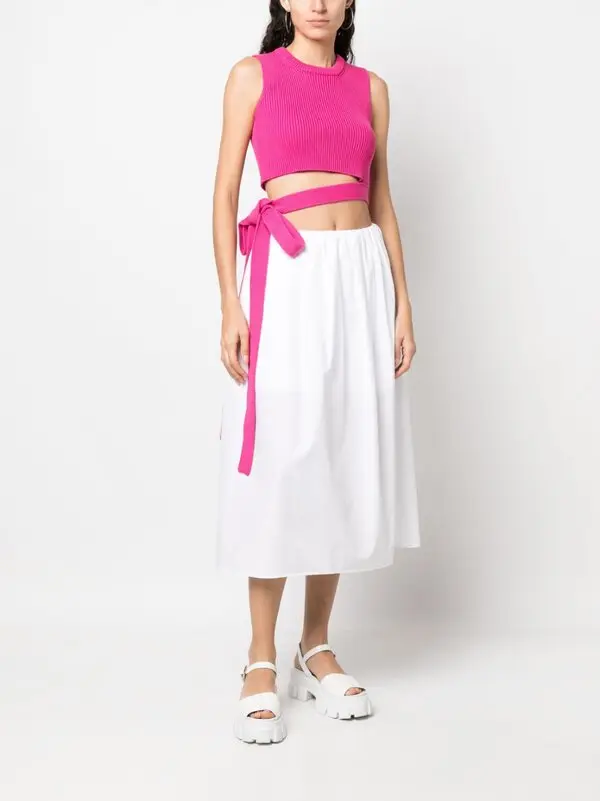 Red Valentino Tie-strap Ribbed-knit Top