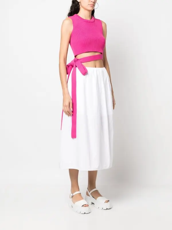 Red Valentino Tie-strap Ribbed-knit Top
