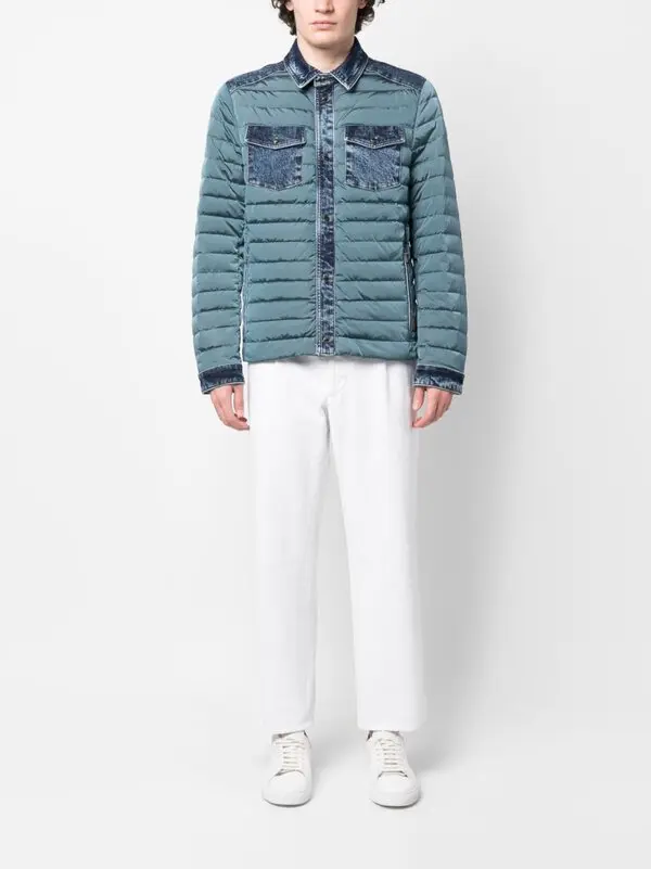 MOORER Denim-trim Padded Jacket
