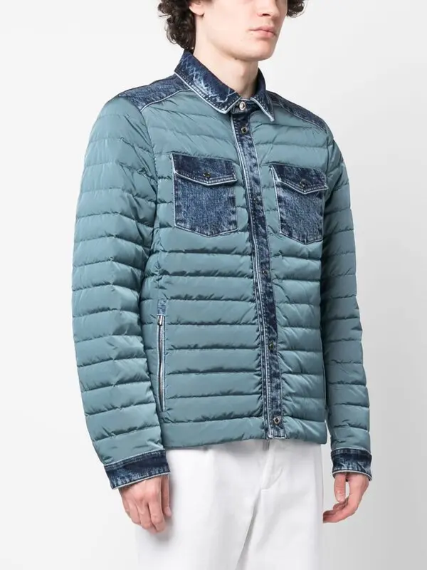 MOORER Denim-trim Padded Jacket