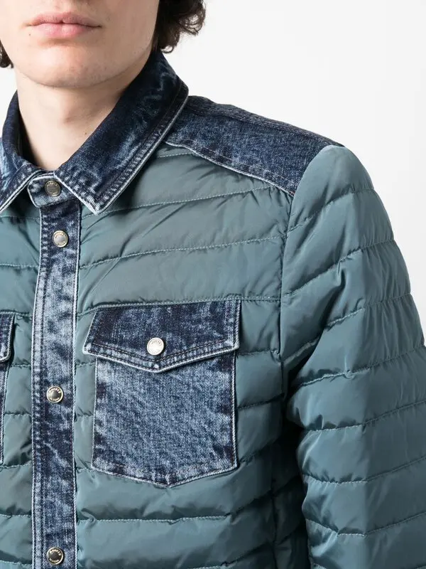MOORER Denim-trim Padded Jacket