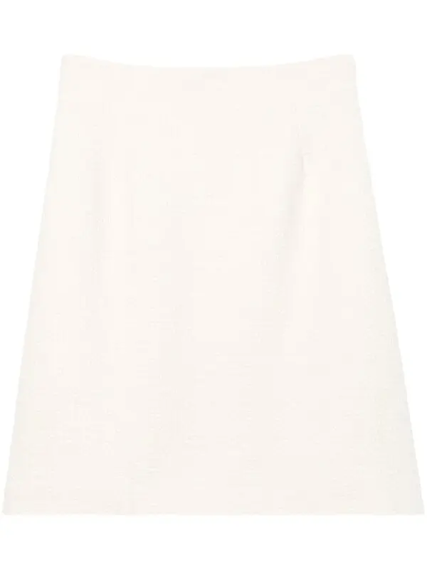 St. John Textured Tweed Skirt - White