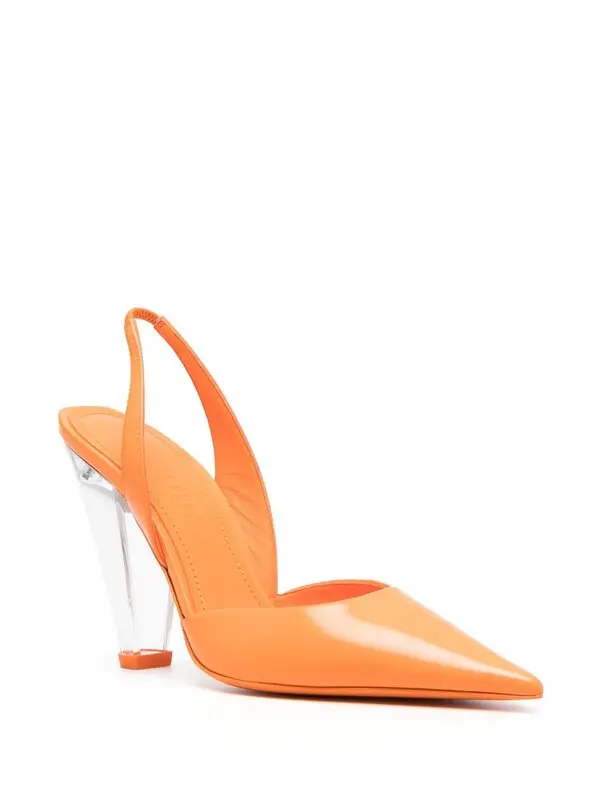 3JUIN Pointed-toe Leather Pumps - Orange