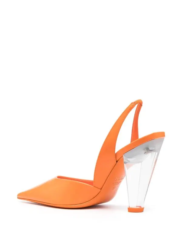 3JUIN Pointed-toe Leather Pumps - Orange