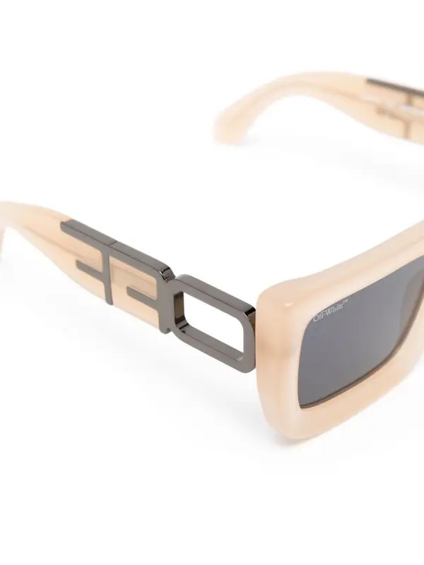 Off-White Boston Logo-plaque Sunglasses - Neutrals