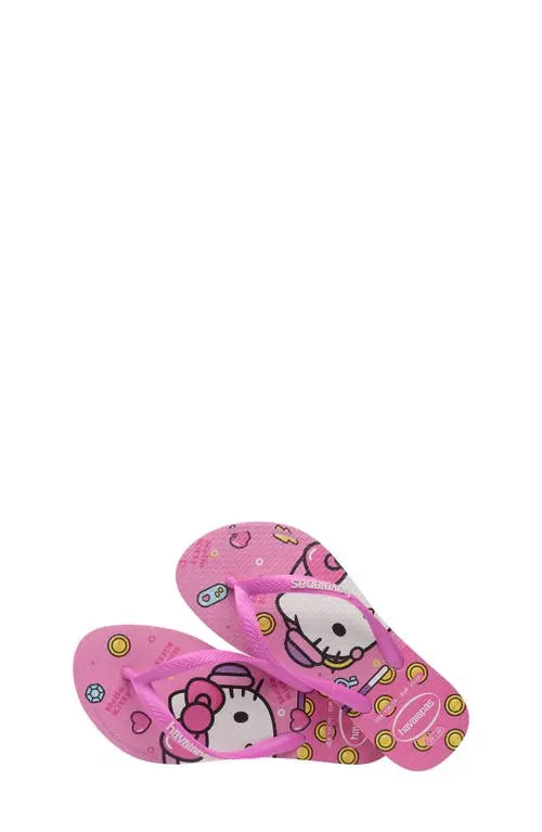 Havaianas Hello Kitty Slim Flip Flop - White/ Reddish Purple