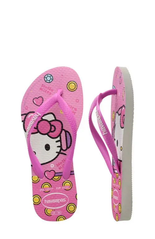 Havaianas Hello Kitty Slim Flip Flop - White/ Reddish Purple