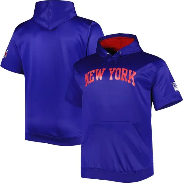 Profile New York Rangers Big & Tall Logo Short Sleeve Hoodie - Royal