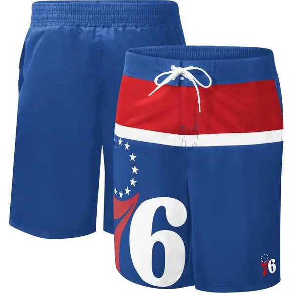 G-III SPORTS BY CARL BANKS Philadelphia 76ers Sea Wind Swim Trunks - Royal