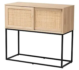 BAXTON STUDIO Amelia Wood And Natural Rattan Sideboard Buffet - One-color