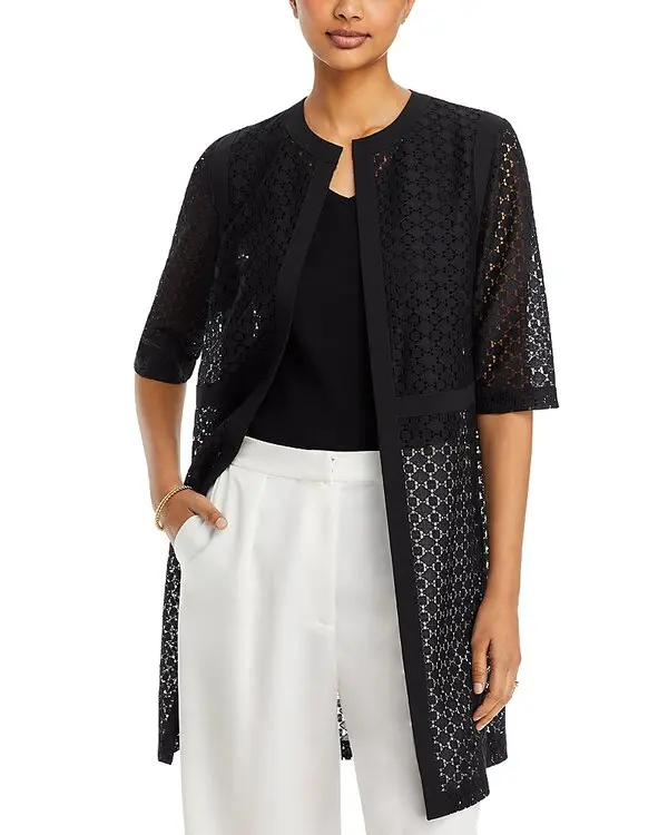 Misook Lace Long Jacket - Black