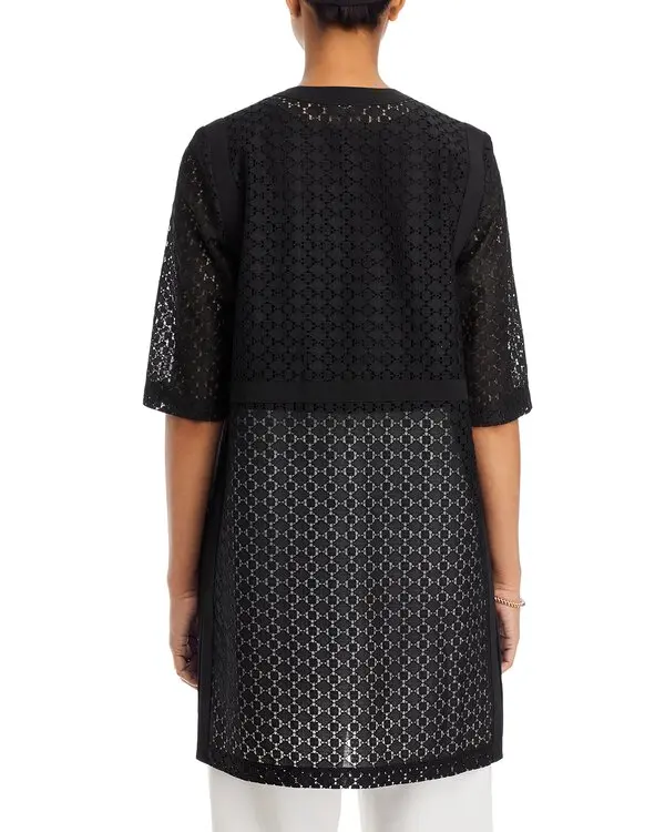 Misook Lace Long Jacket - Black