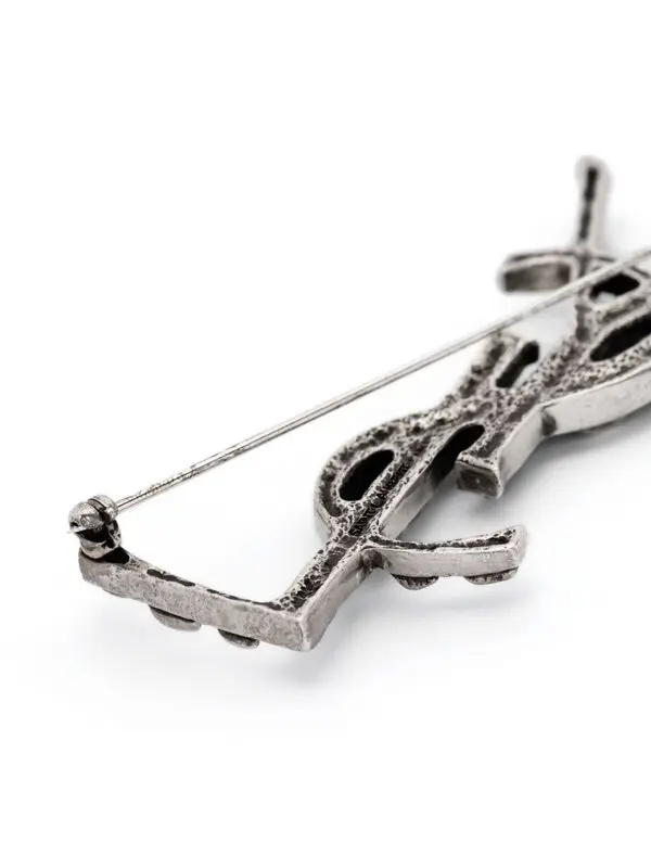 Saint Laurent Cassandre Crocodile Brooch - Silver