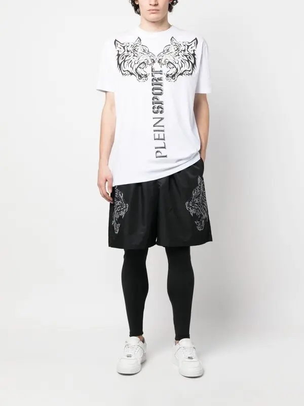 PLEIN SPORT Tiger-print Running Short-pants