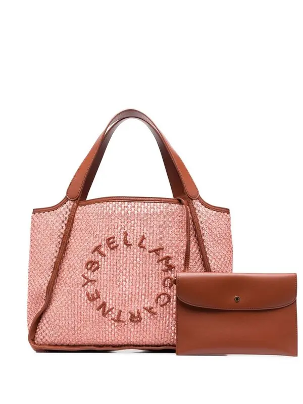 Stella McCartney Embroidered Logo Woven Tote - Pink