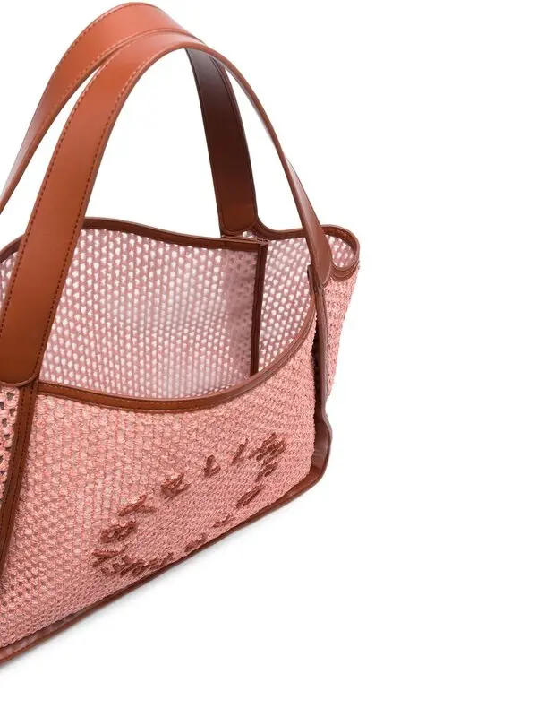 Stella McCartney Embroidered Logo Woven Tote - Pink