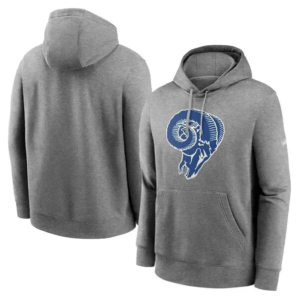 Nike Heathered Gray Los Angeles Rams Rewind Club Fleece Pullover Hoodie - Heather Gray