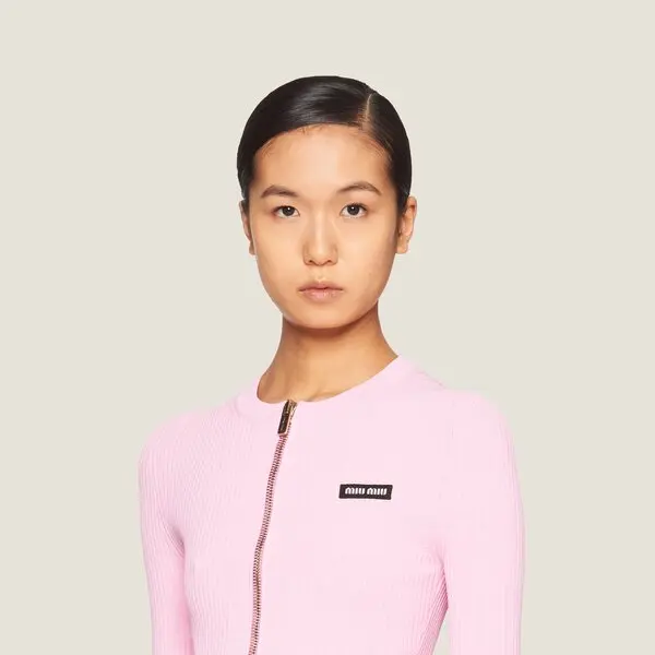 Miu Miu Viscose Crew-Neck Cardigan - Pink | Editorialist