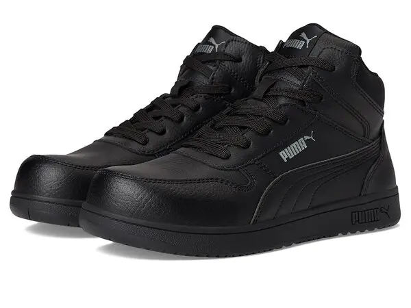 PUMA SAFETY Mid Top Leather Lace-up Work Shoes - Black