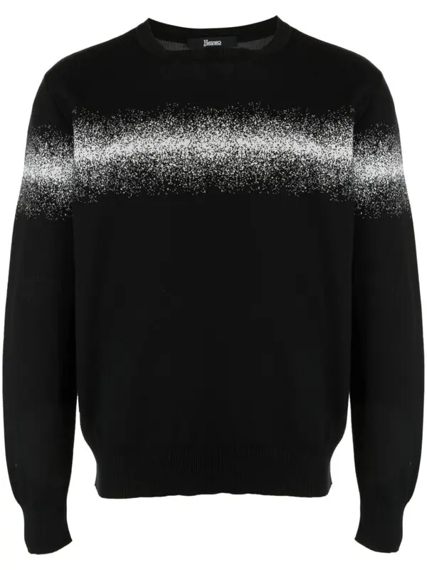 Herno Spray-paint Effect Knit Sweatshirt - Black