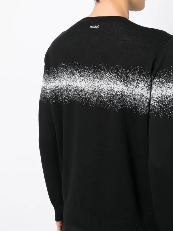 Herno Spray-paint Effect Knit Sweatshirt - Black