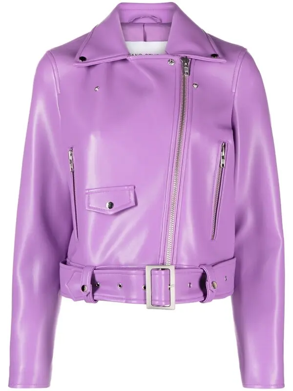 STAND STUDIO Esmeralda Faux-leather Biker Jacket - Purple
