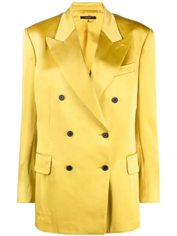 TOM FORD Double-breasted Satin Blazer - Yellow