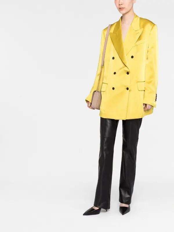 TOM FORD Double-breasted Satin Blazer - Yellow