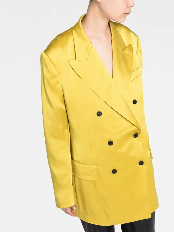TOM FORD Double-breasted Satin Blazer - Yellow