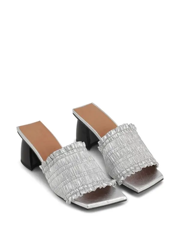 GANNI Smock-detail Kitten-heel Mules