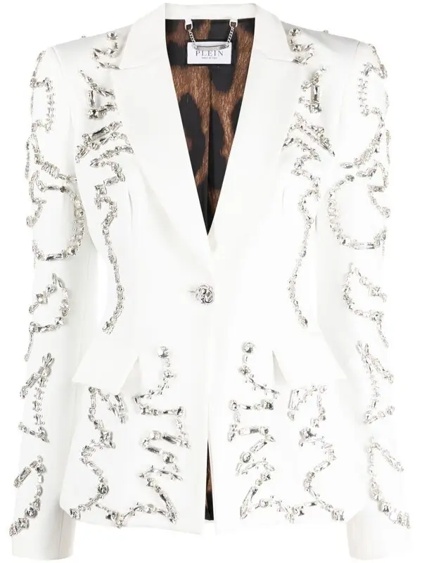 Philipp Plein Crystal-embellished Blazer - White