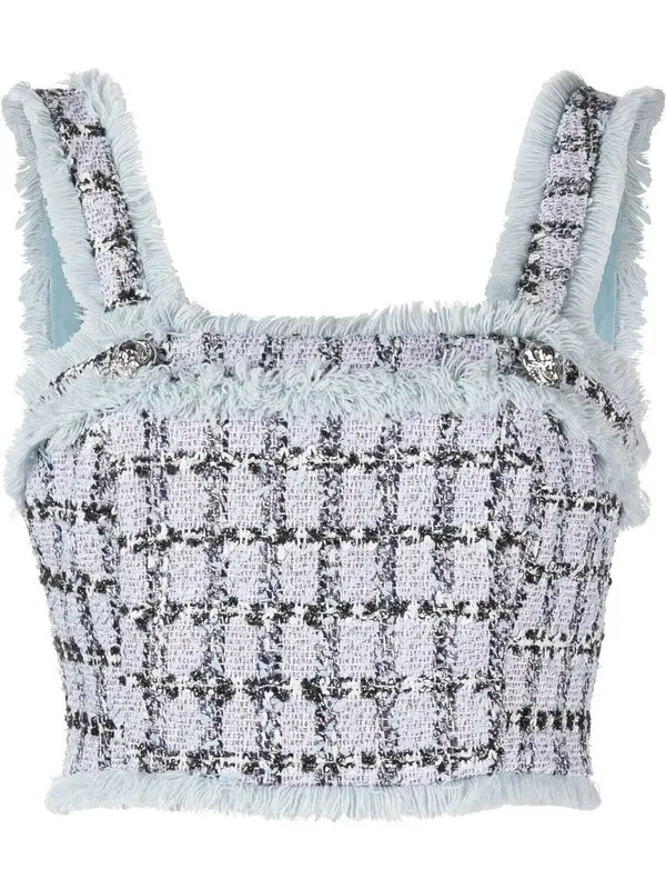 Philipp Plein Tweed Cropped Top - Blue