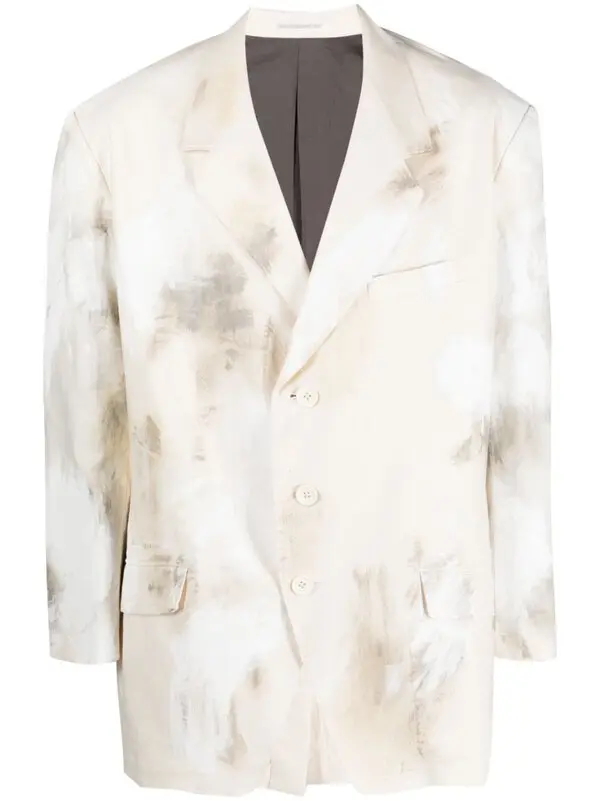 Yohji Yamamoto Abstract-print Jacket - Neutrals