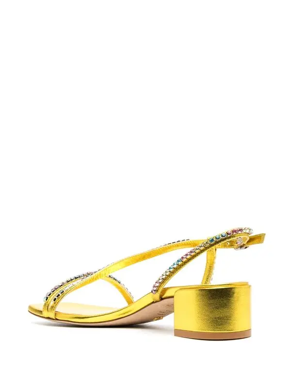 STUART WEITZMAN Crystal-embellished 45mm Block-heel Sandals - Yellow
