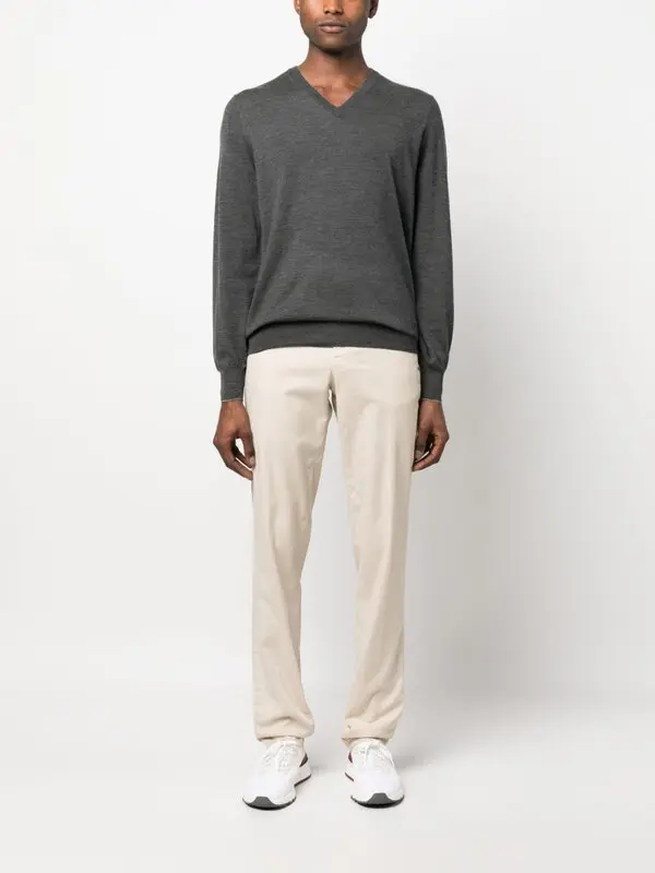 Brunello Cucinelli V-neck Fine-knit Jumper - Grey