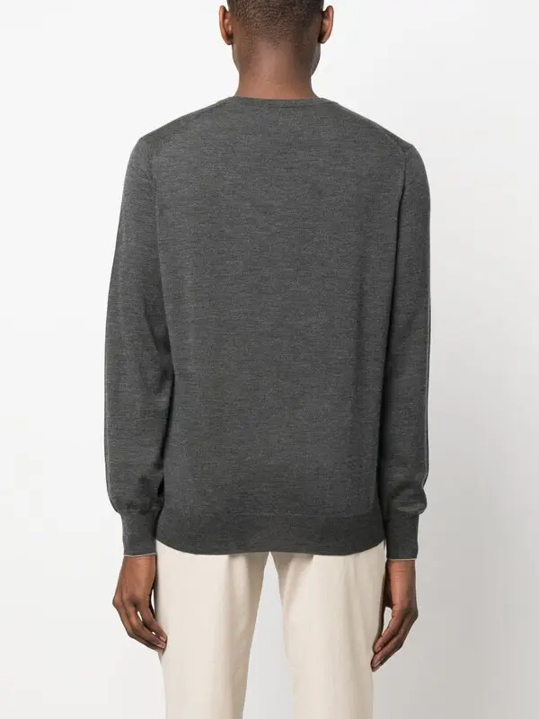 Brunello Cucinelli V-neck Fine-knit Jumper - Grey