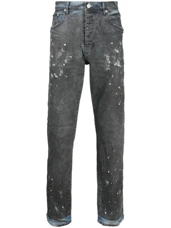 PURPLE BRAND Paint Splatter Straight-leg Jeans