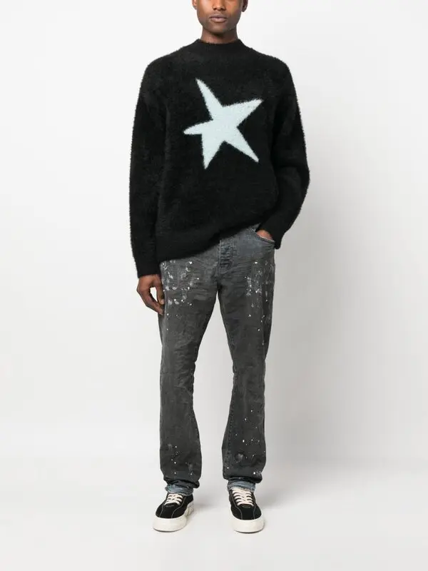 PURPLE BRAND Paint Splatter Straight-leg Jeans