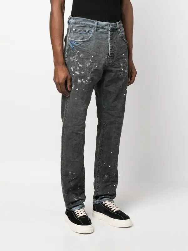 PURPLE BRAND Paint Splatter Straight-leg Jeans