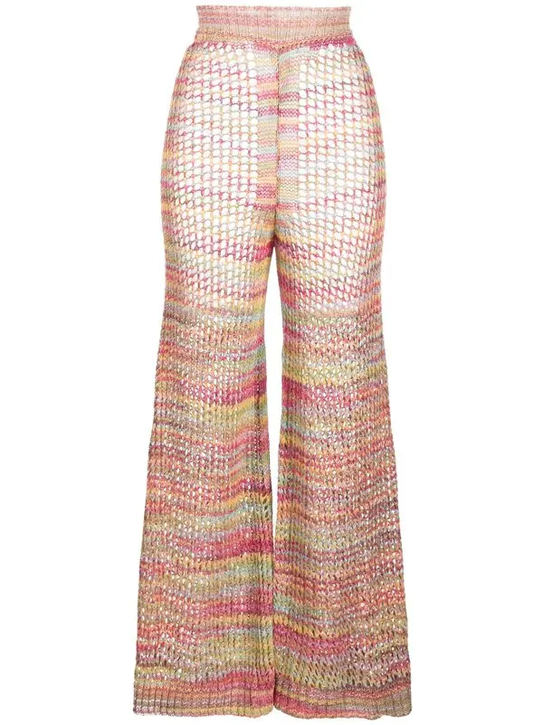 LANEUS Flared Open-knit Trousers