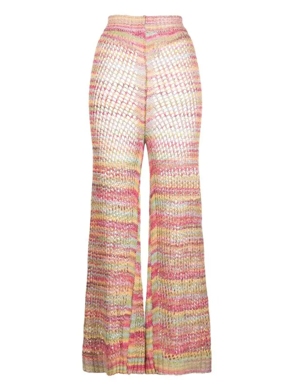 LANEUS Flared Open-knit Trousers