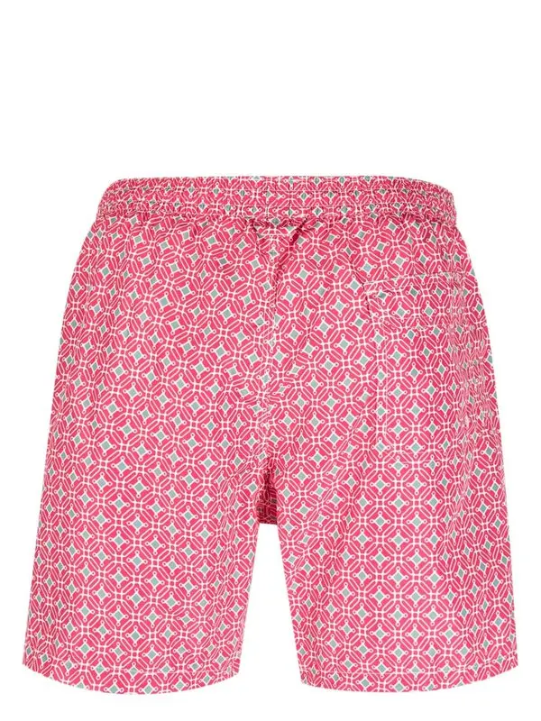 Altea Geometric-print Drawstring Swim Shorts - Pink
