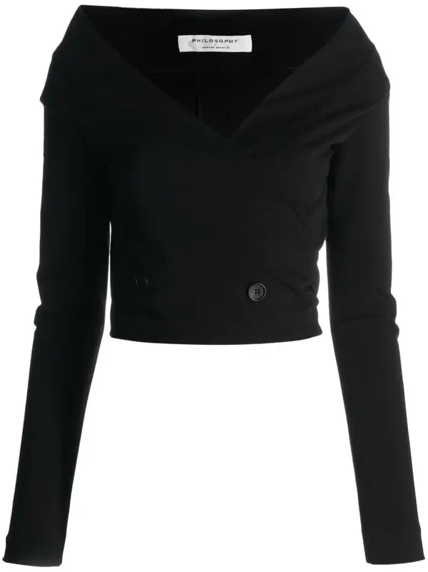 Philosophy Di Lorenzo Serafini Cotton Cropped Blouse