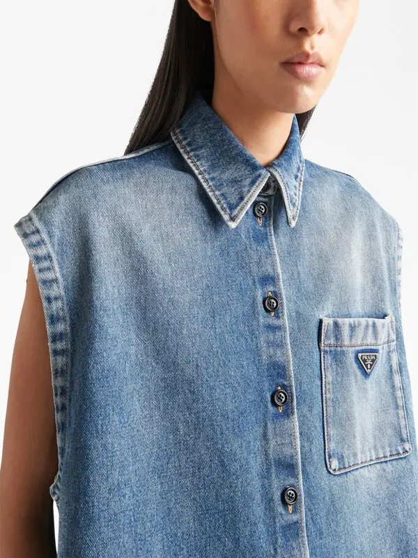 Prada Sleeveless Denim Shirt